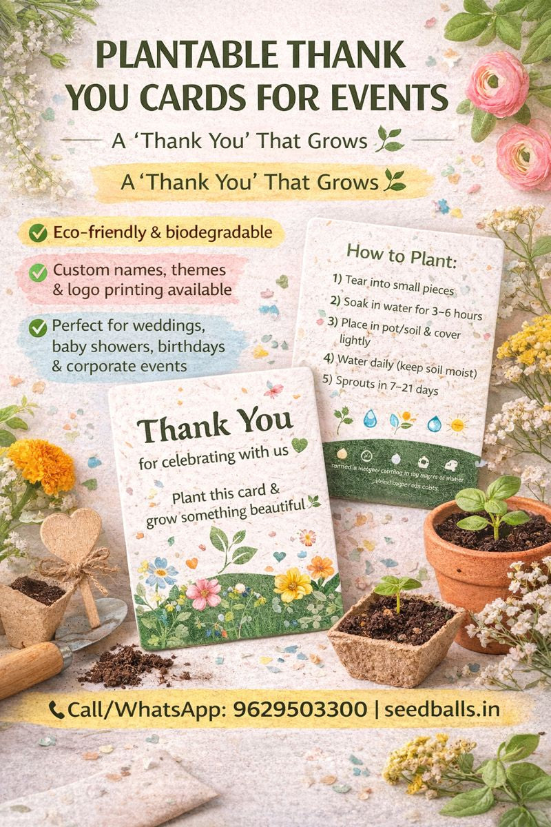 Plantable Thank You Cards for Events | Seed Paper Cards with Custom ...