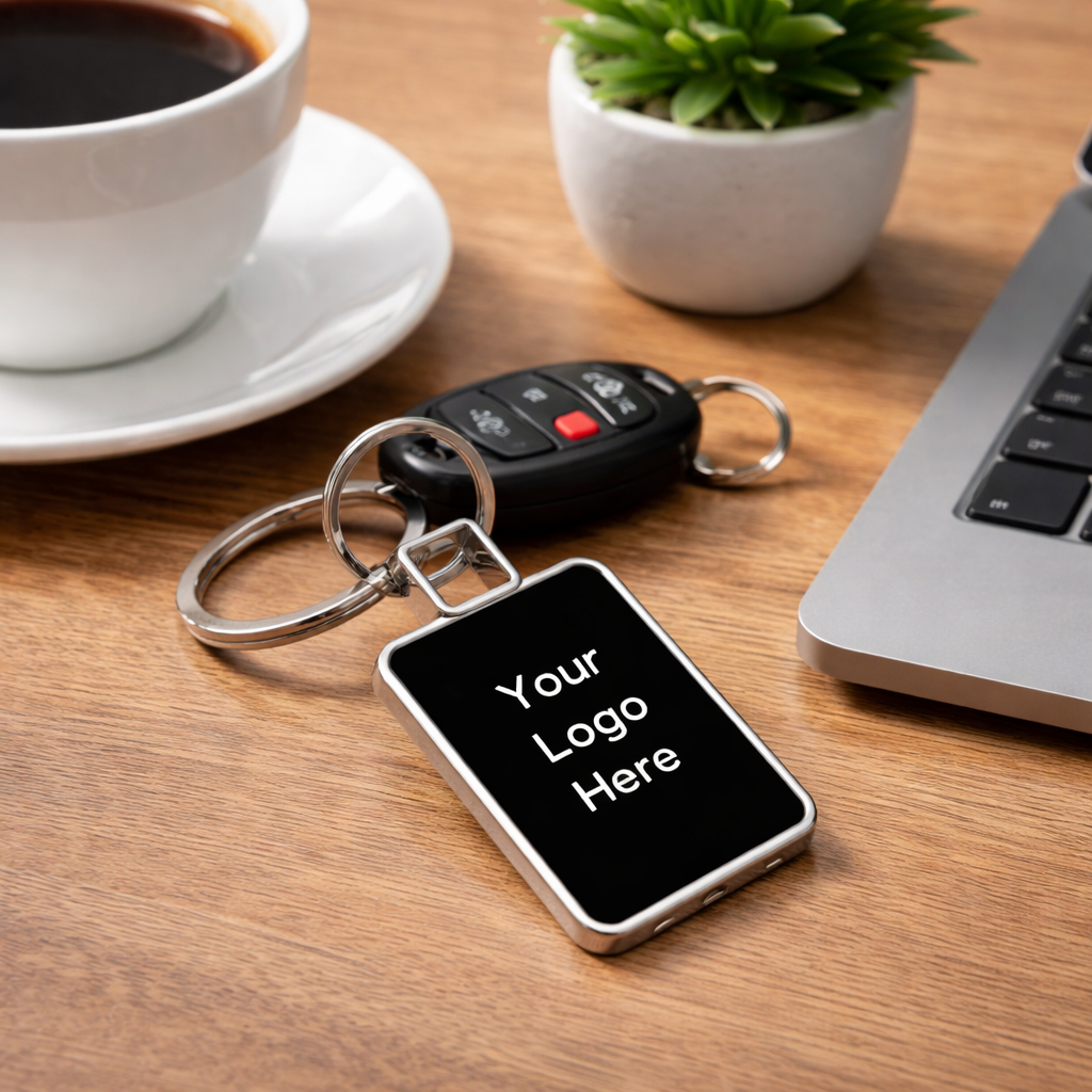 Custom Engraved Metal Keychain (Rectangle) | Logo Key Ring – seedballs