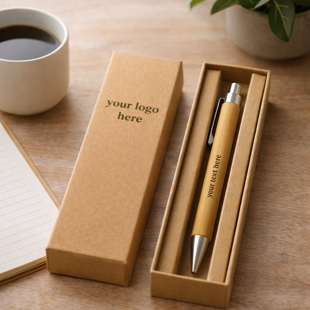 Bamboo Pen with Custom Logo & Kraft Gift Box | Corporate Gifts – seedballs