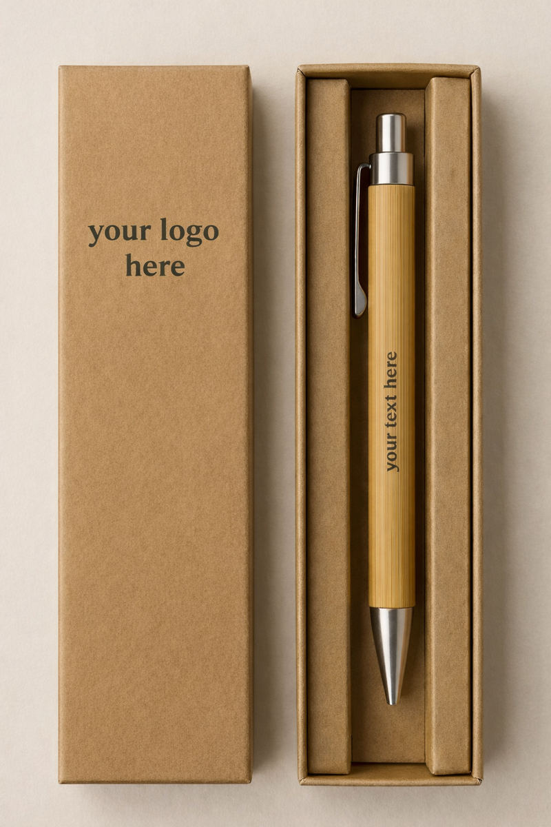 Bamboo Pen with Custom Logo & Kraft Gift Box | Corporate Gifts – seedballs