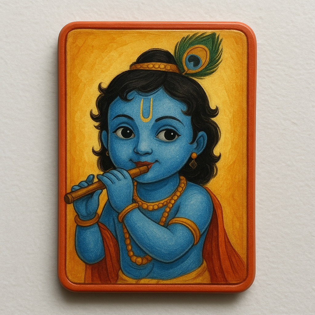Shri Krishna with Flute – Elegant Fridge Magnet | Spiritual Return Gif ...