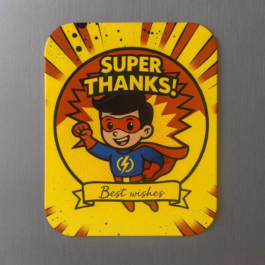 SUPER THANKS! Superhero Fridge Magnet | Comic Style Kids Return Gift ...