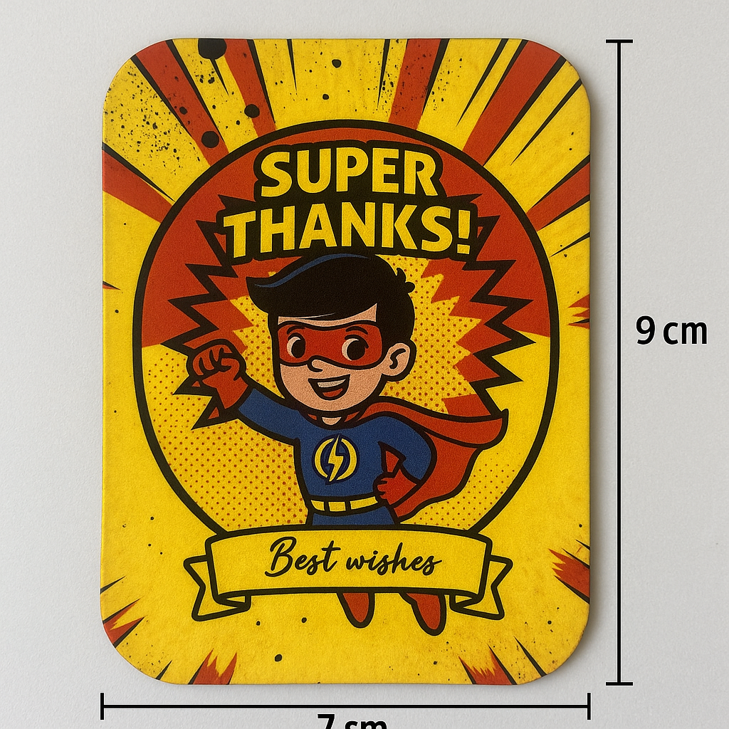 SUPER THANKS! Superhero Fridge Magnet | Comic Style Kids Return Gift ...
